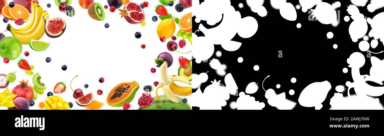 Frame of fruits and berries with alpha channel Stock Photo - Alamy