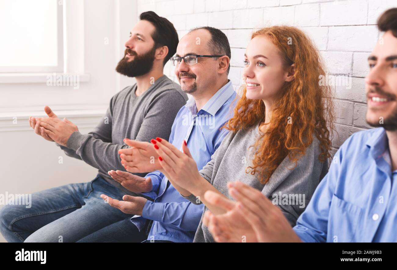 Group Appreciation. Therapy Session Members Applauding, Clapping Hands ...