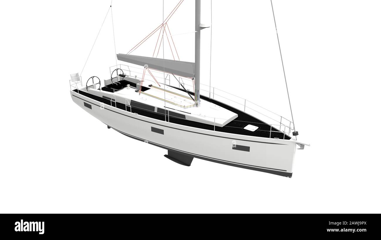 3d rendering of a computer generated sailboat isolated in white studio ...