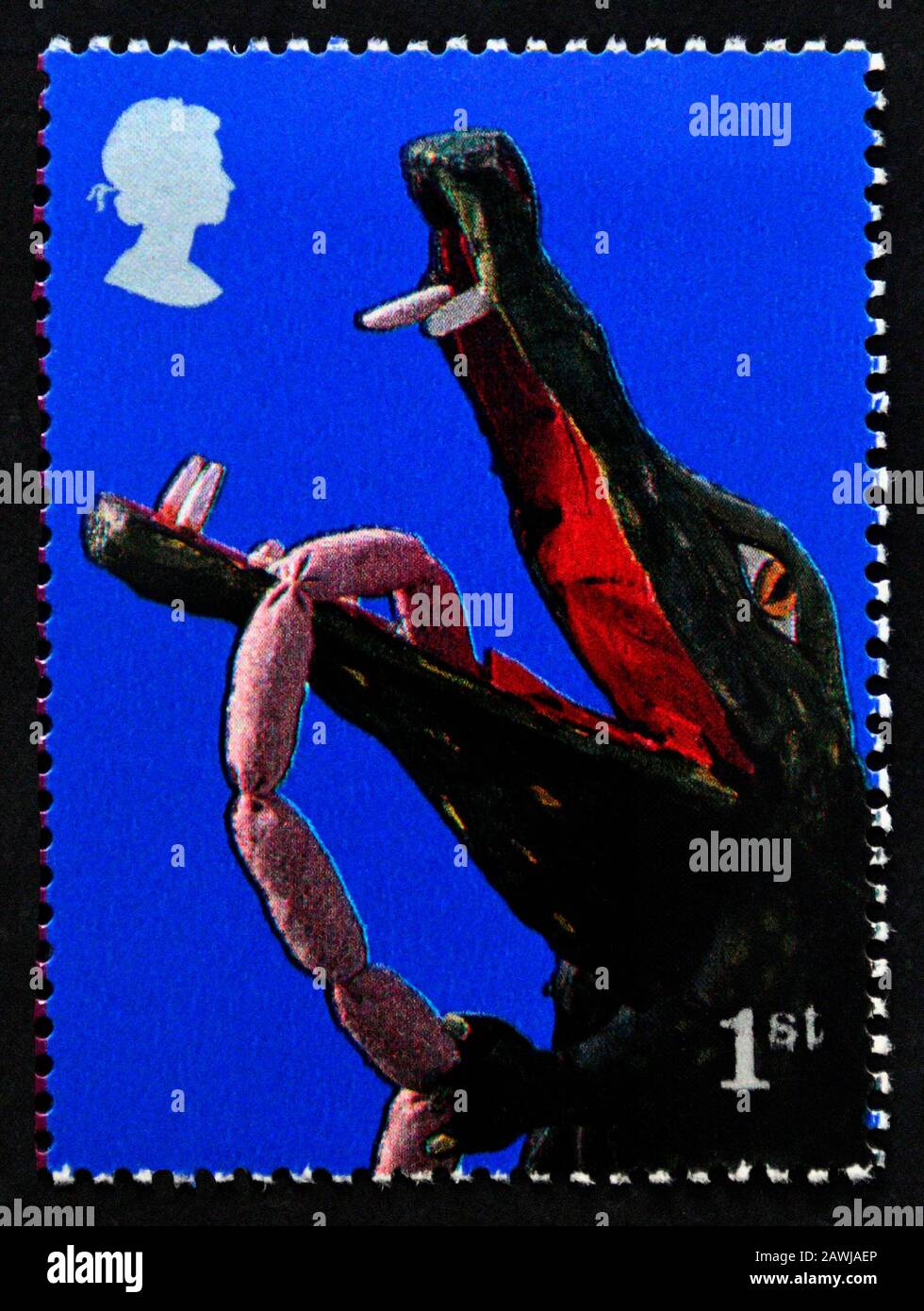 Postage stamp. Great Britain. Queen Elizabeth II. Punch and Judy Show ...