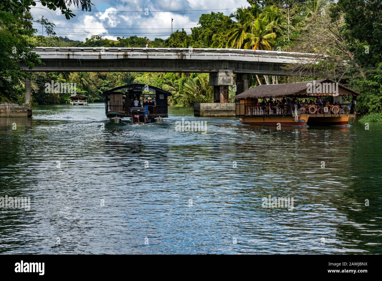 Cruise ship on the Loboc River is a river in the Bohol province of the ...