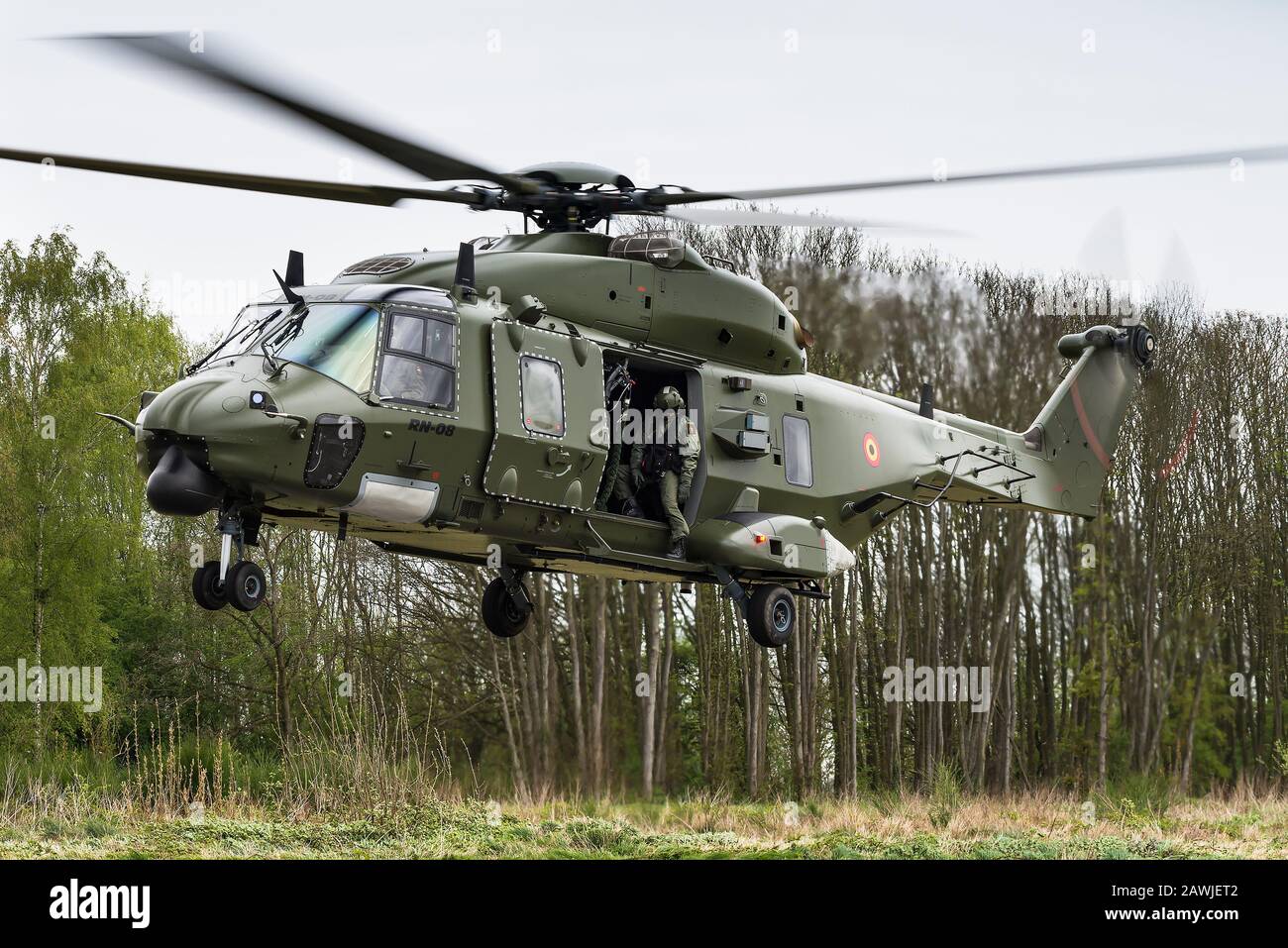 A NH90 TTH military helicopter of the 18th Squadron of the Belgian Air ...