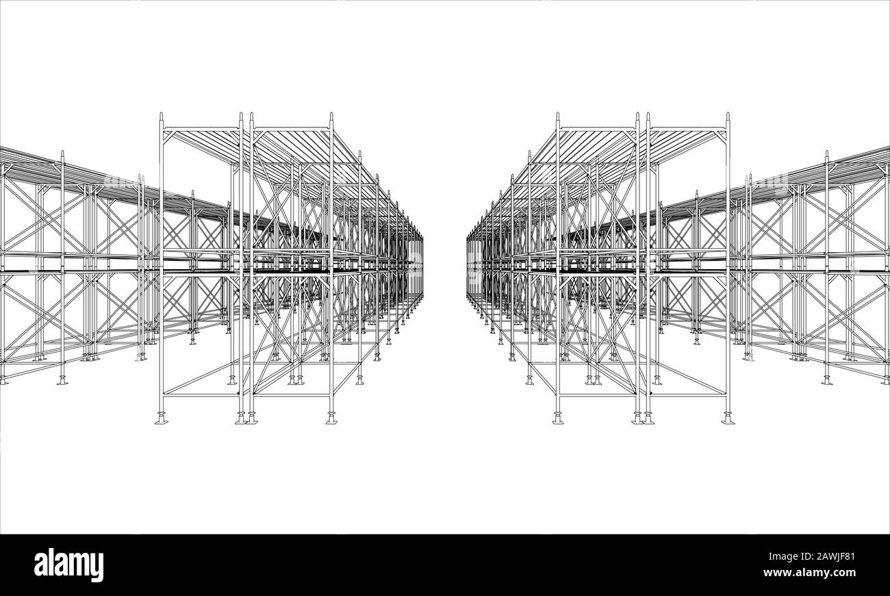 Drawing or sketch of a large shelves. Vector obtained from 3D rendering ...