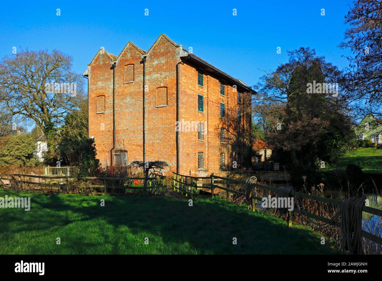 A view of Letheringsett Watermill on the River Glaven near Holt at ...