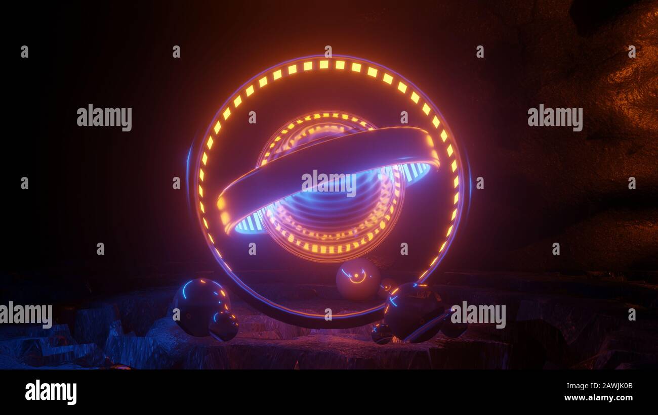 futuristic glass sphere with bright light 3d rendering illustration ...