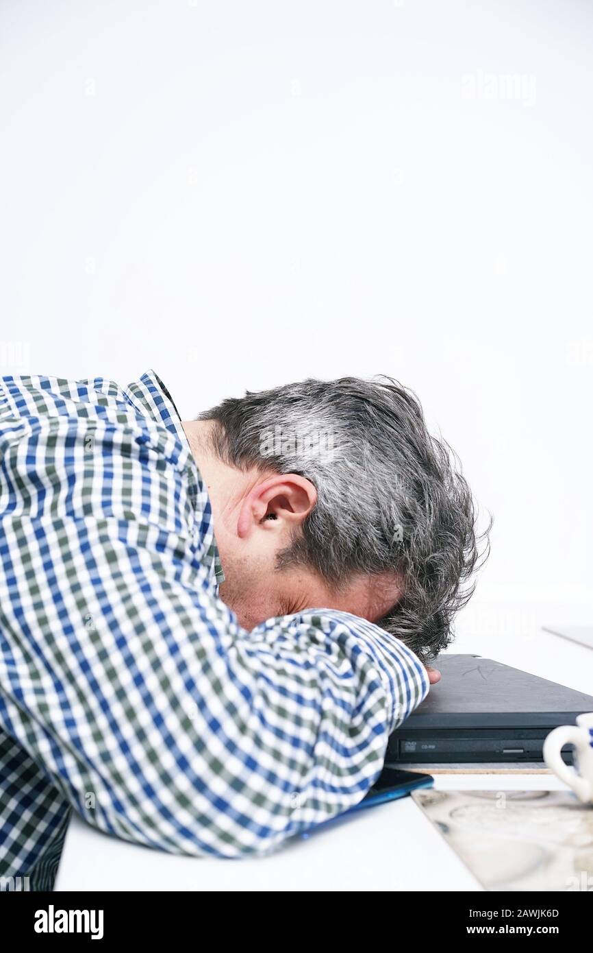 Portrait tired man using hi-res stock photography and images - Alamy