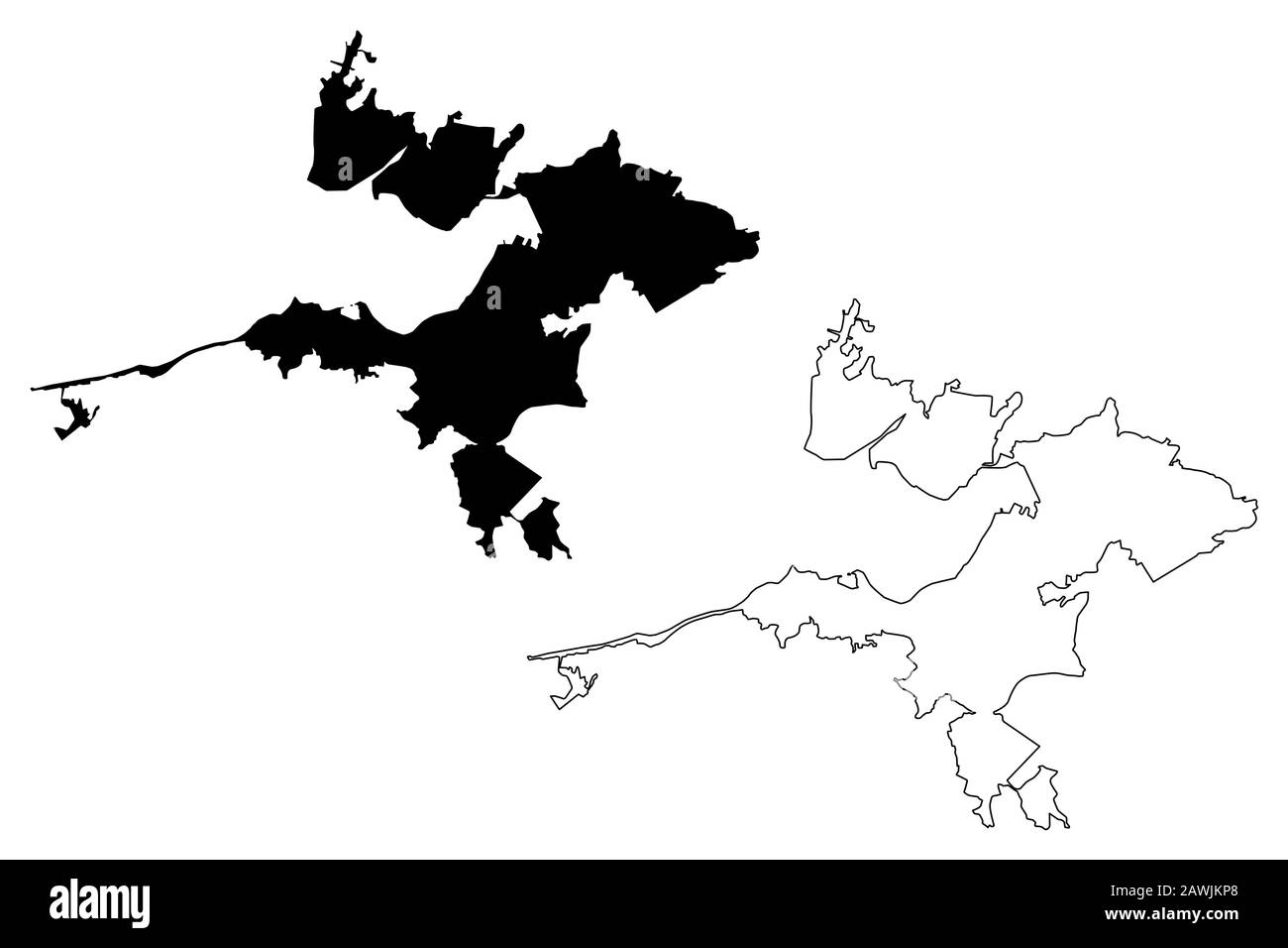 Izmir City (Republic of Turkey, Anatolia, Aegean) map vector ...