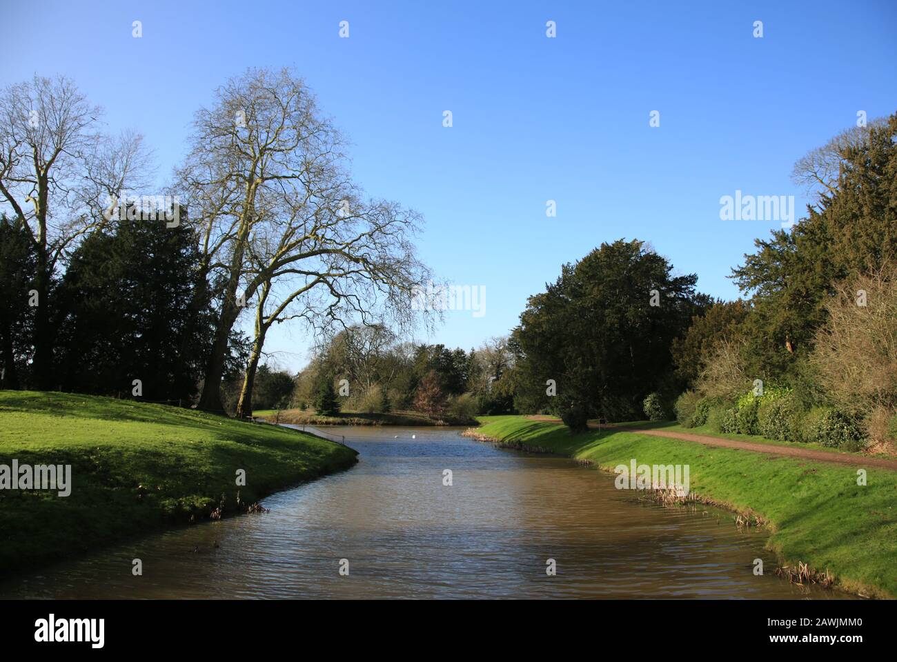 Croome river in the grounds of Croome court, Worcestershire, England ...