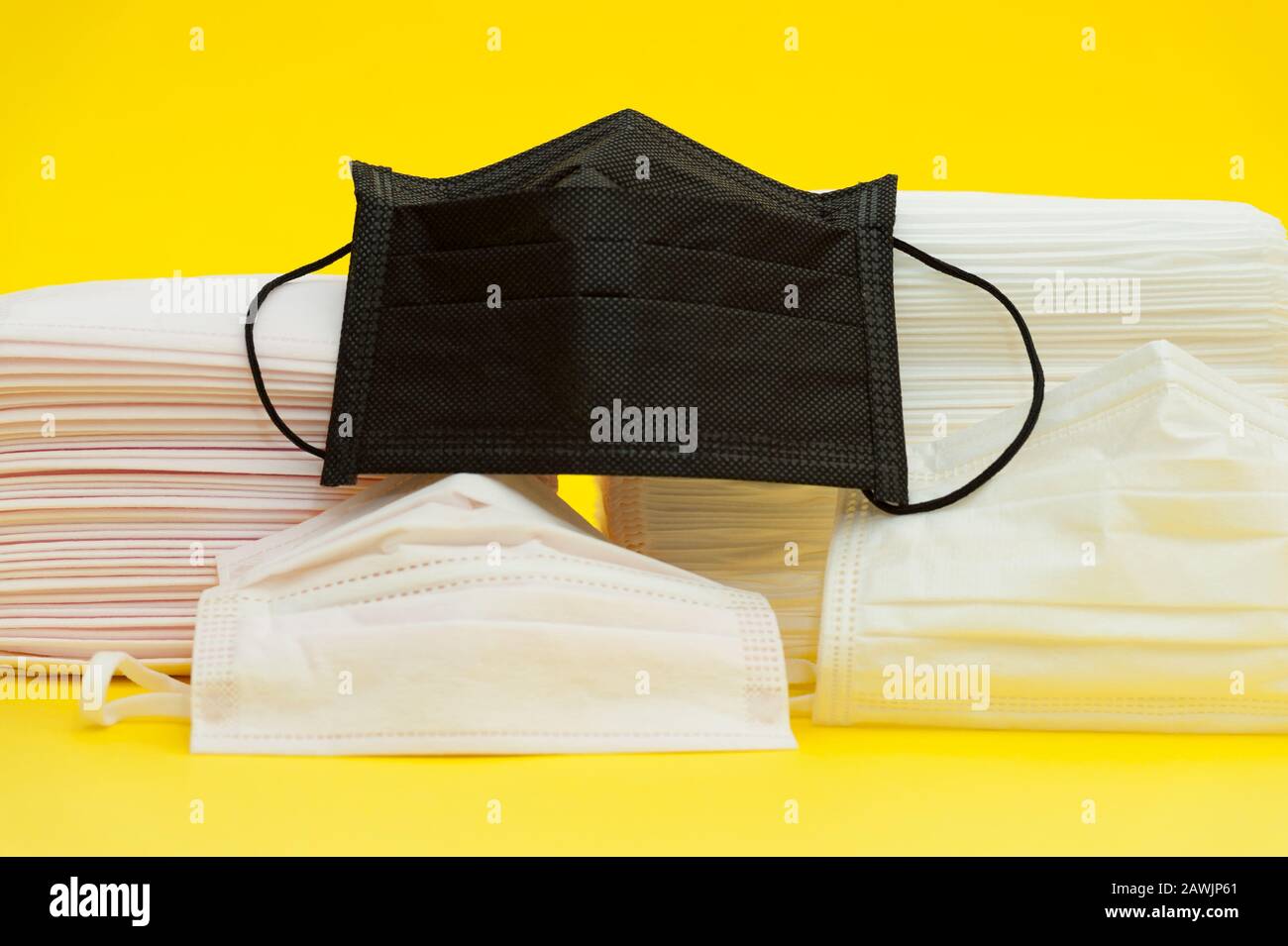 Surgical masks of various colors to protect against viruses, flu and ...