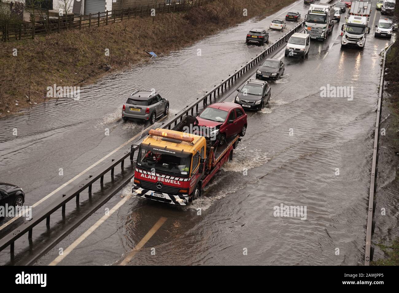 Traffic passes through water on a66 hi-res stock photography and images ...