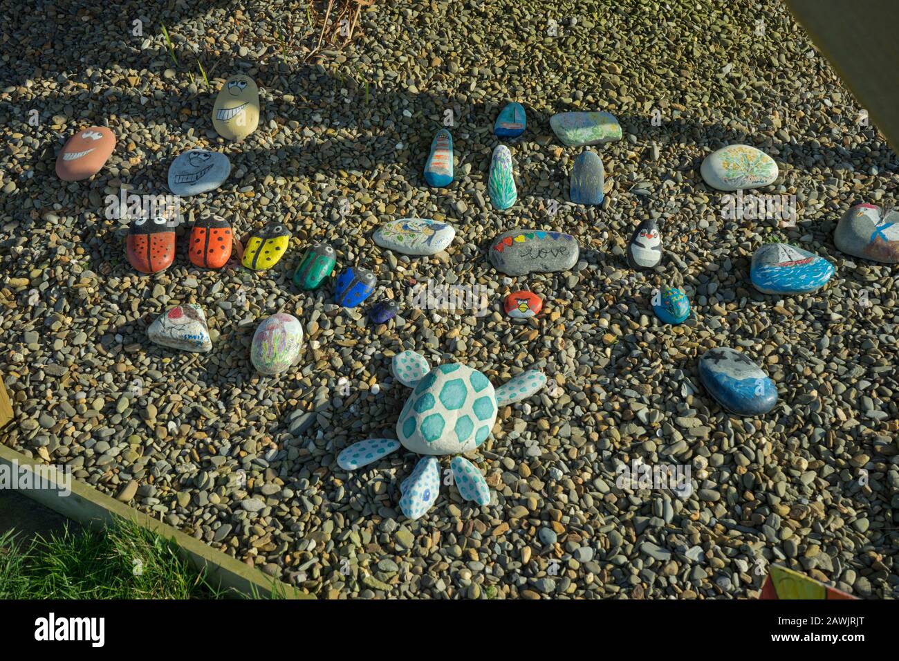 Caravan park by cliffs at coastal path on Cardigan Bay near Aberystwyth ...