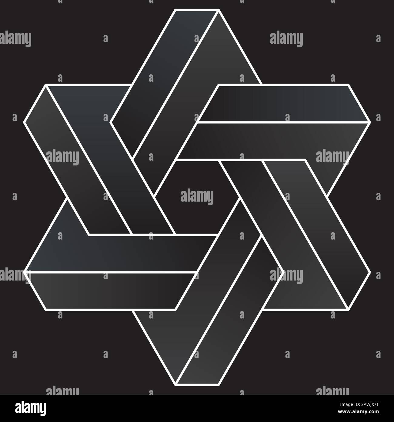 Star of David. Impossible hexagram shape. White vector optical illusion ...