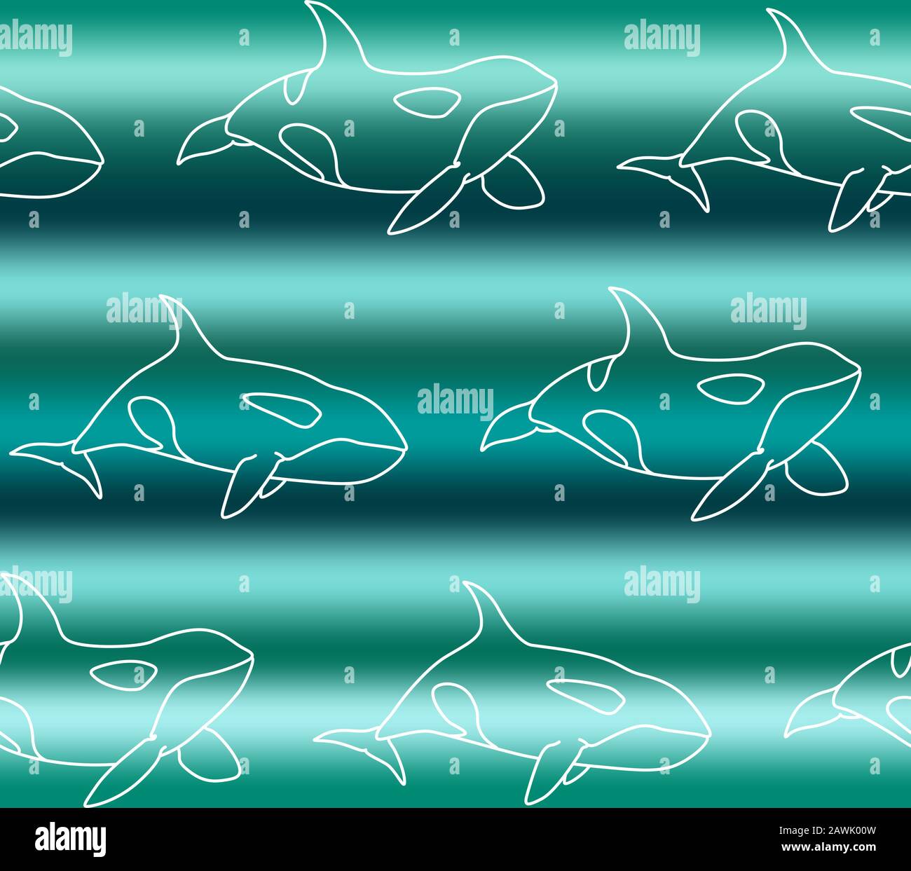 Vector seamless pattern of white killer whale swimming on gradient ...