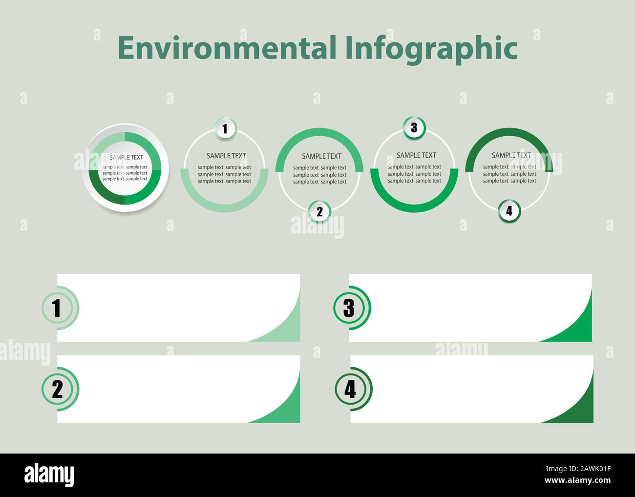 Environmental infographic template vector of circles and four labels ...