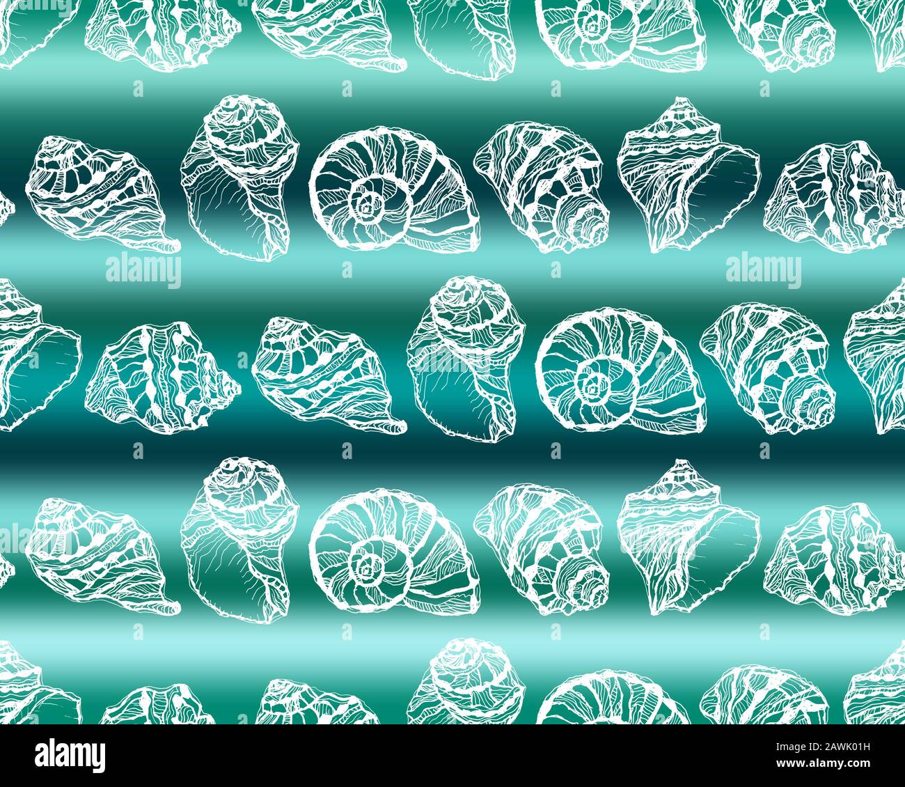 Vector illustration of marine seamless pattern.White hand drawing sea ...
