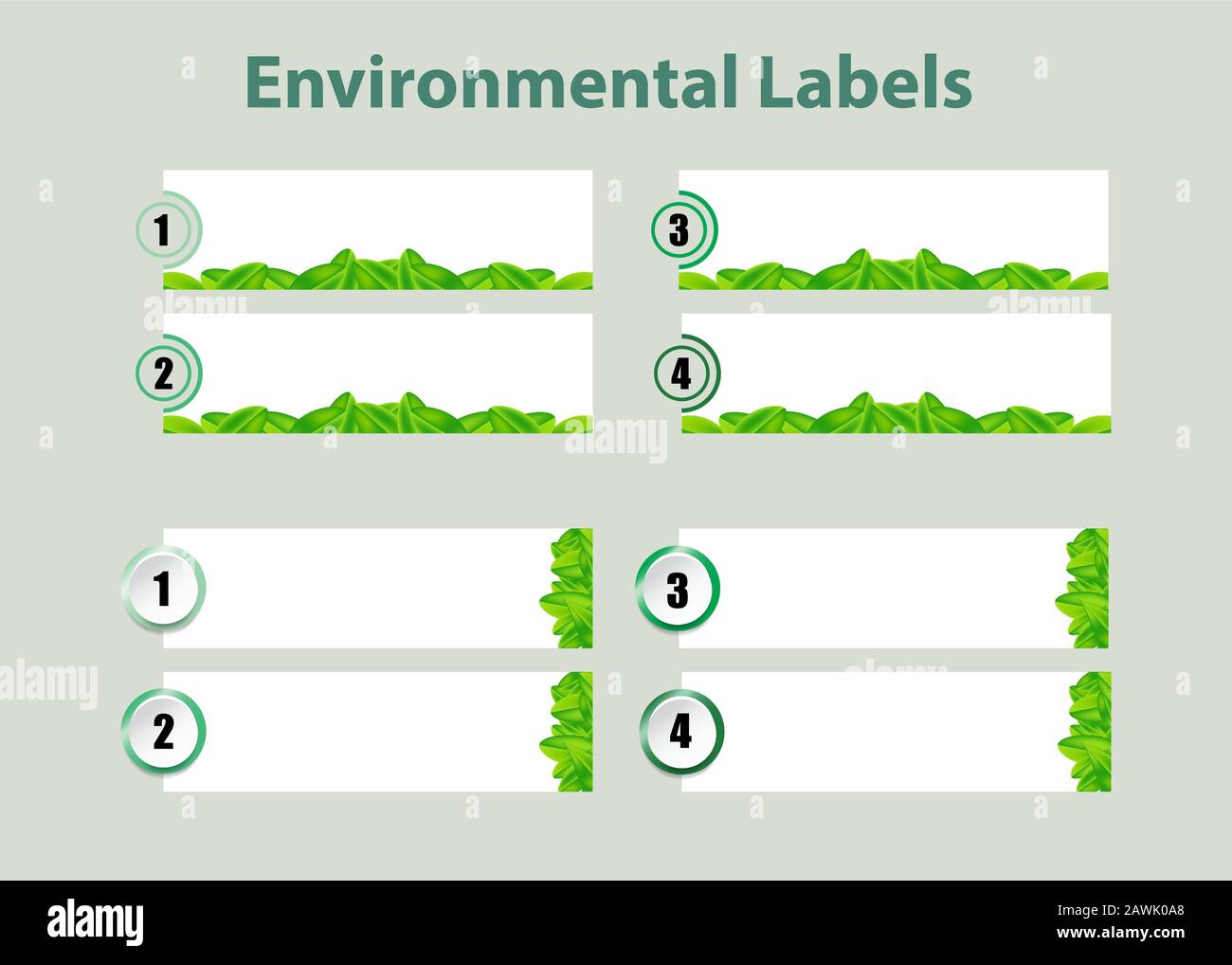 Environmental infographic template vector of two sets of numbered blank ...