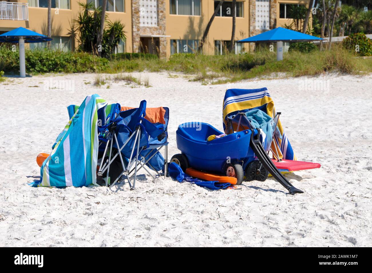 Beach Items for Enjoying a Day at the Beach Stock Photo - Alamy
