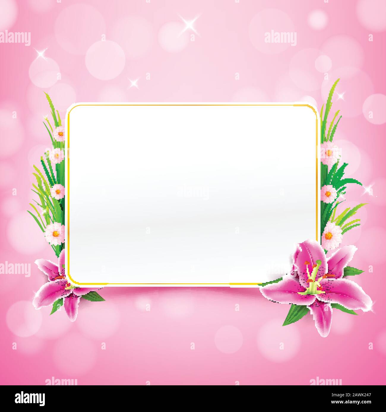 Spring abstract background with beautiful lilly flowers. Template for ...