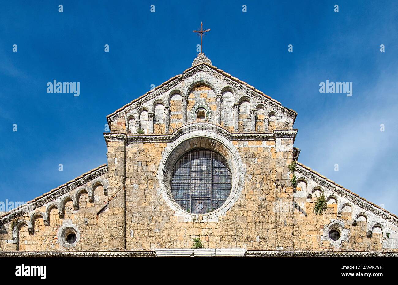 Italy Tuscany Volterra - The cathedral ( Detail of pediment Stock Photo ...