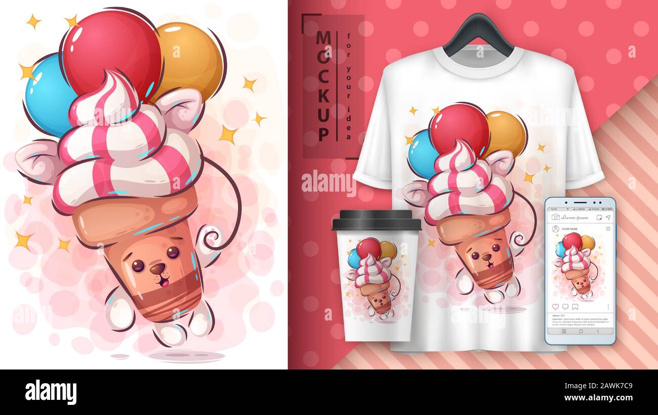 Fly ice cream poster and merchandising Stock Vector Image & Art - Alamy