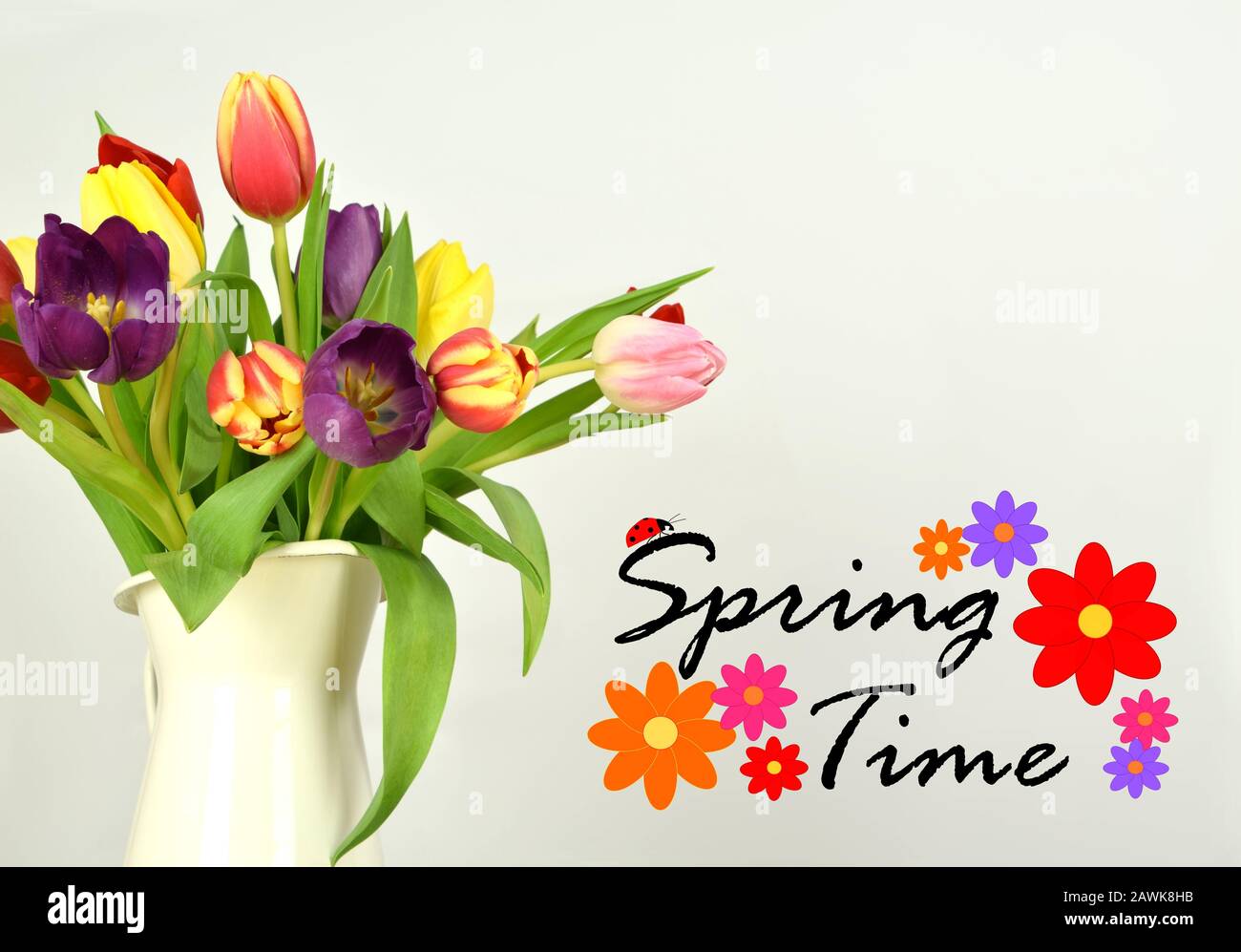 springtime - text on colored background Stock Photo - Alamy