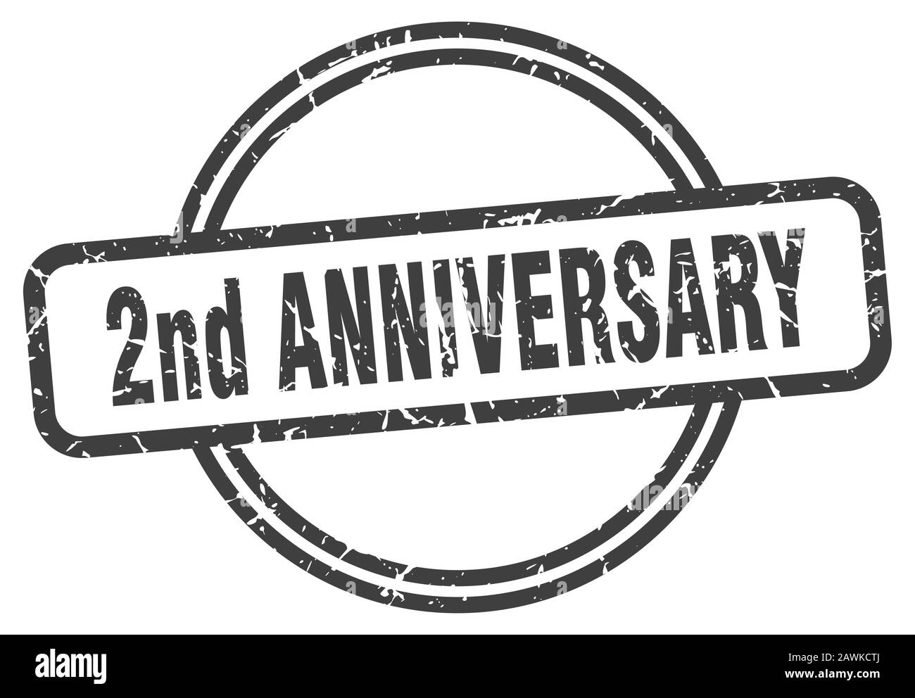 2nd anniversary stamp. 2nd anniversary round vintage grunge sign. 2nd ...