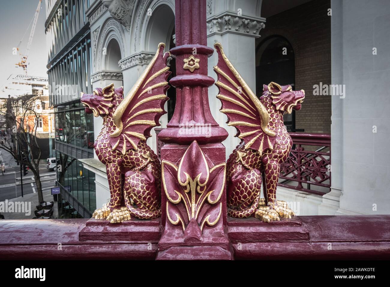 Closeup of dragons of the City of London on Holborn Viaduct, Farringdon ...