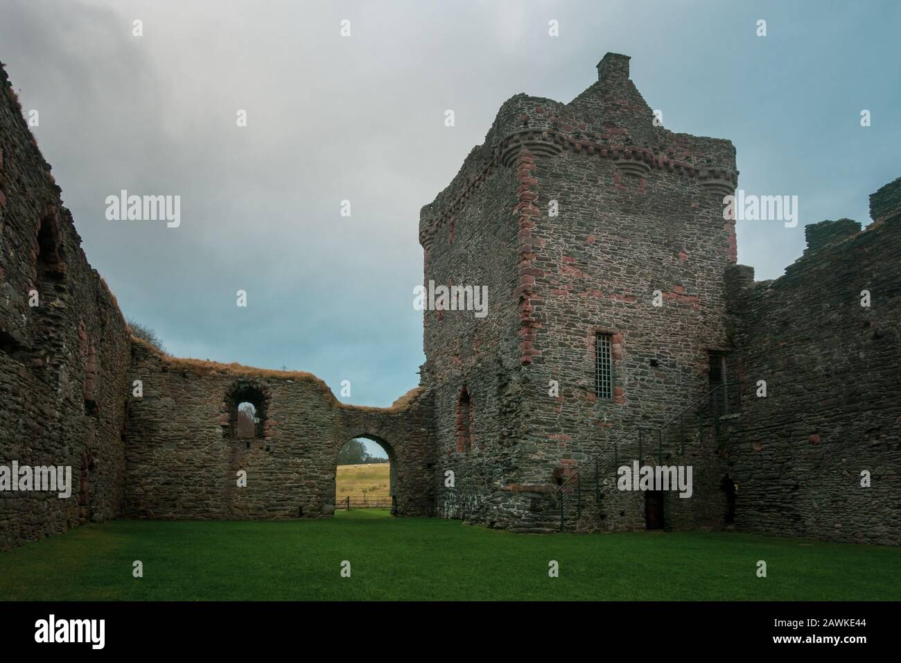 The ruins of Skipness Castle, a ruin on Kintyre in Western Scotland ...