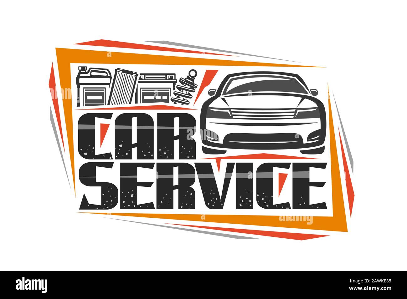 Vector logo for Car Service, decorative signboard with illustration of ...