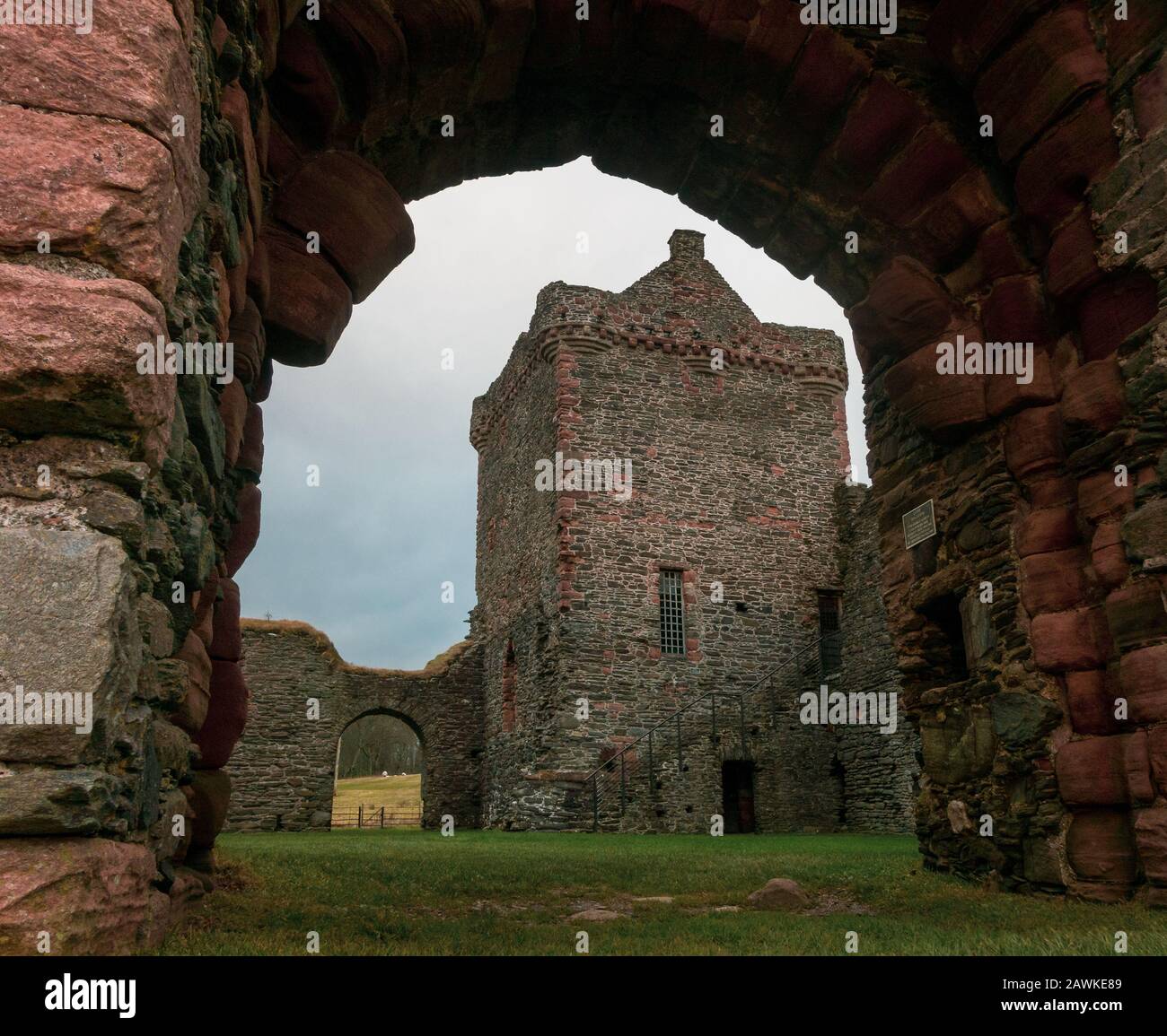 The ruins of Skipness Castle, a ruin on Kintyre in Western Scotland ...