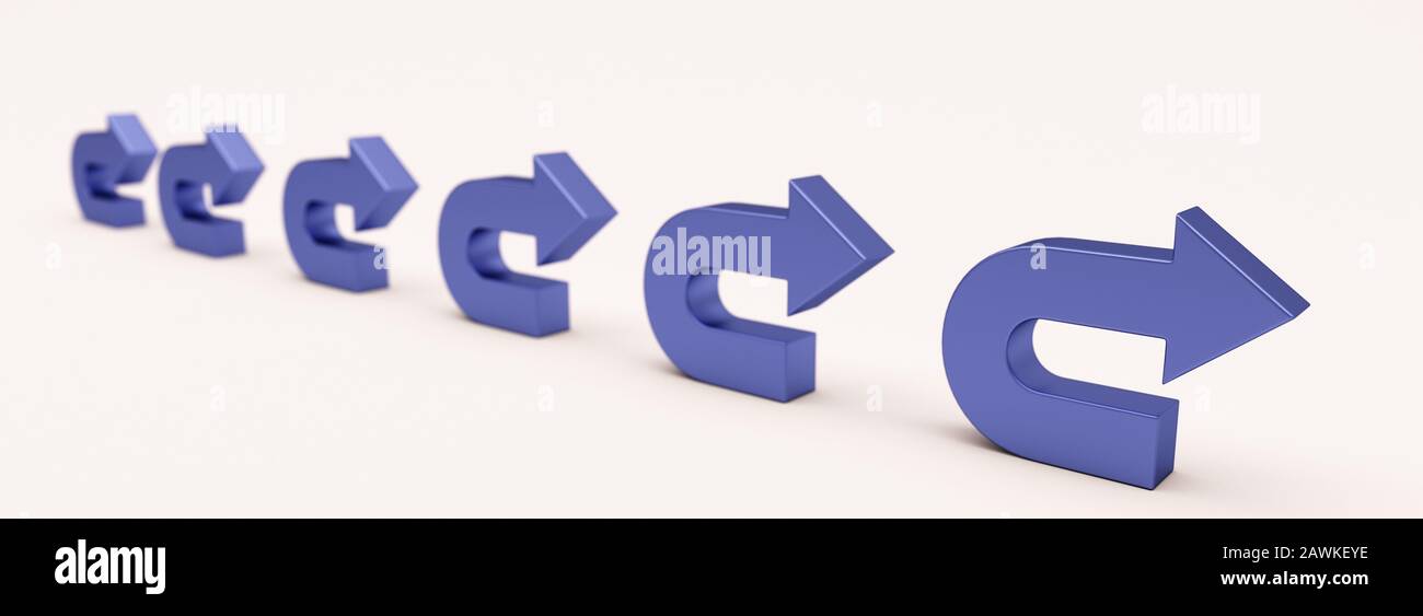 Line of Turning arrow white color. 3D icon rendering illustration Stock ...