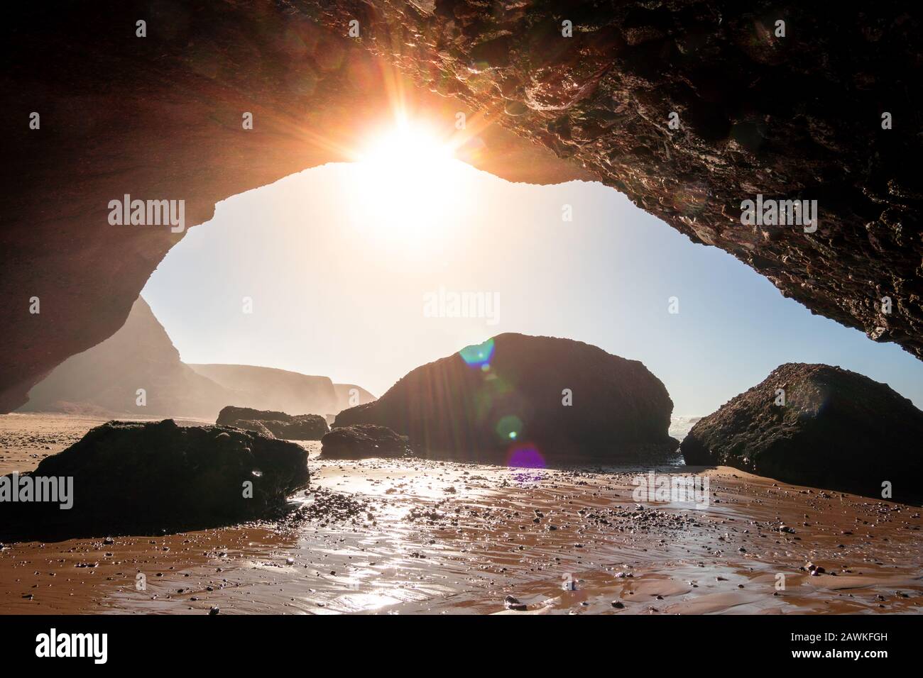 Panorama stone arch on the Atlantic coast, Morocco Stock Photo - Alamy