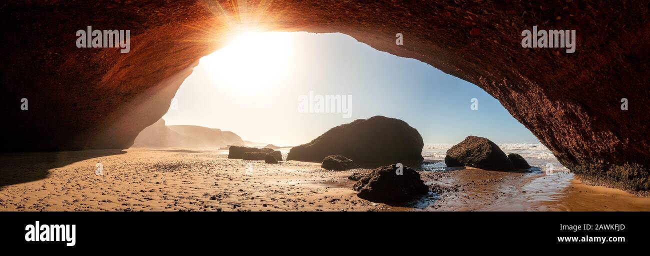 Panorama stone arch on the Atlantic coast, Morocco Stock Photo - Alamy