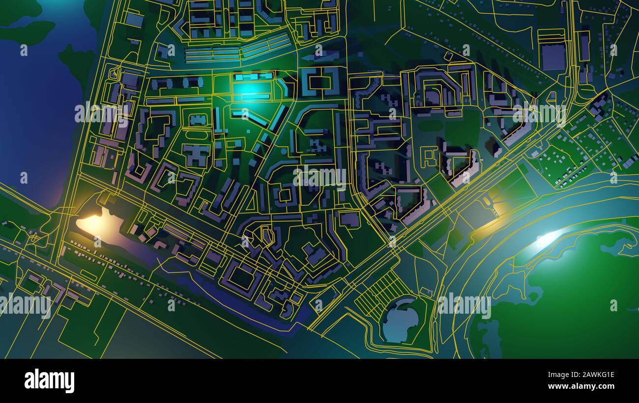 Techno mega city, urban and futuristic technology concepts, original 3d ...