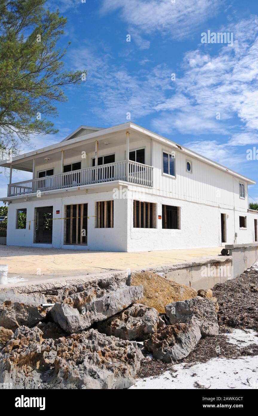 Beach House Being Repaired after Hurricane Storm Damage Stock Photo - Alamy