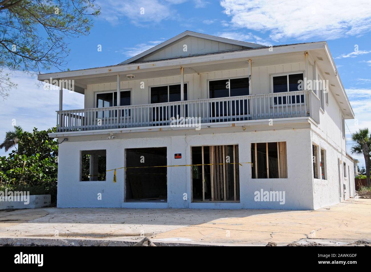 Beach House Being Repaired after Hurricane Storm Damage Stock Photo - Alamy