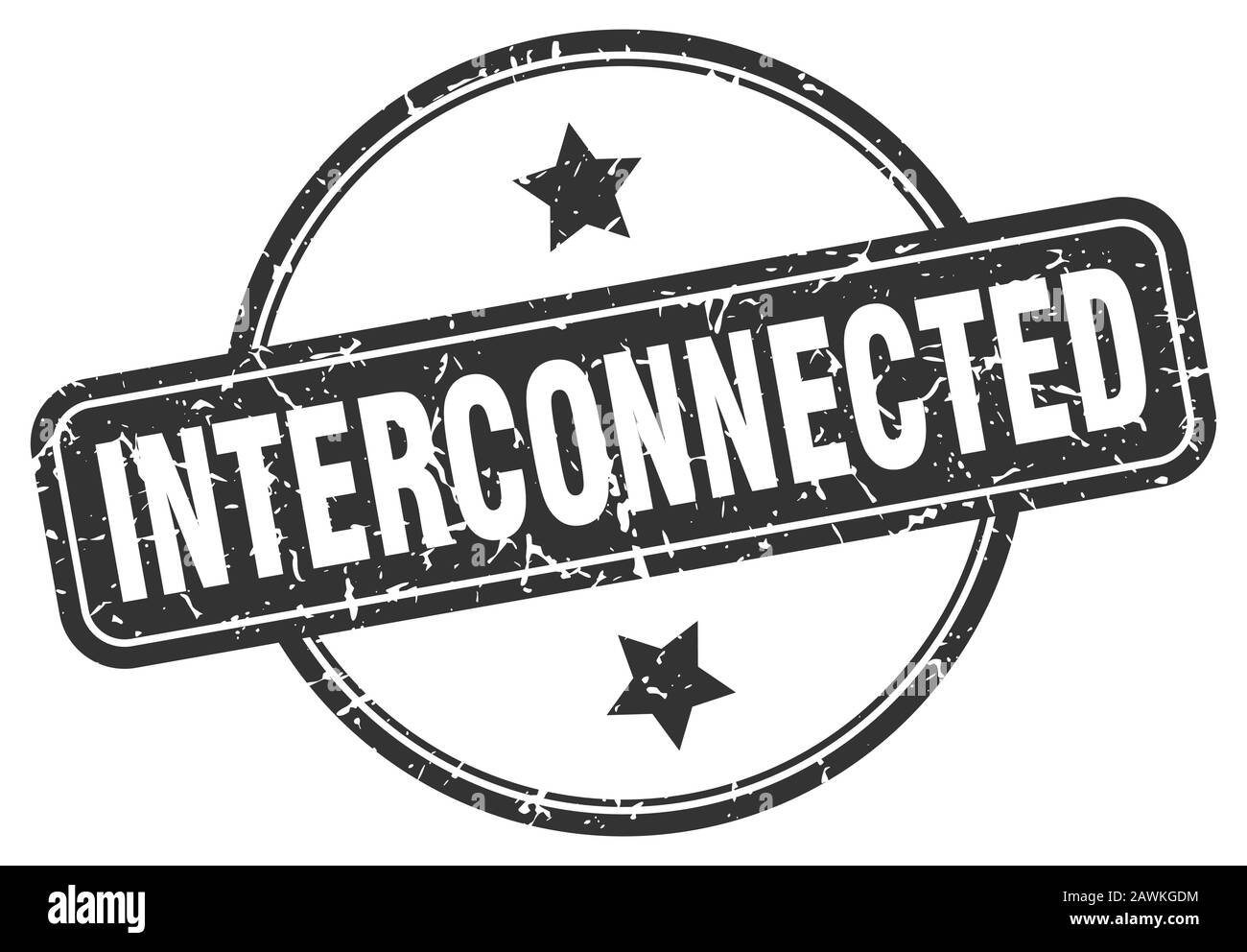 interconnected stamp. interconnected round vintage grunge sign ...
