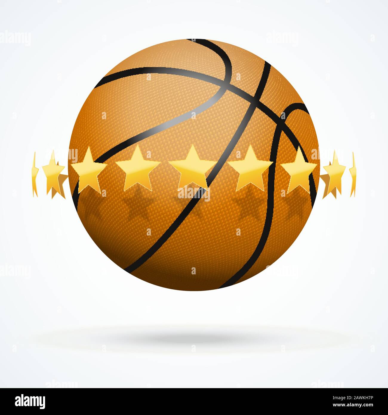 Vector illustration of basketball ball with golden stars Stock Vector ...