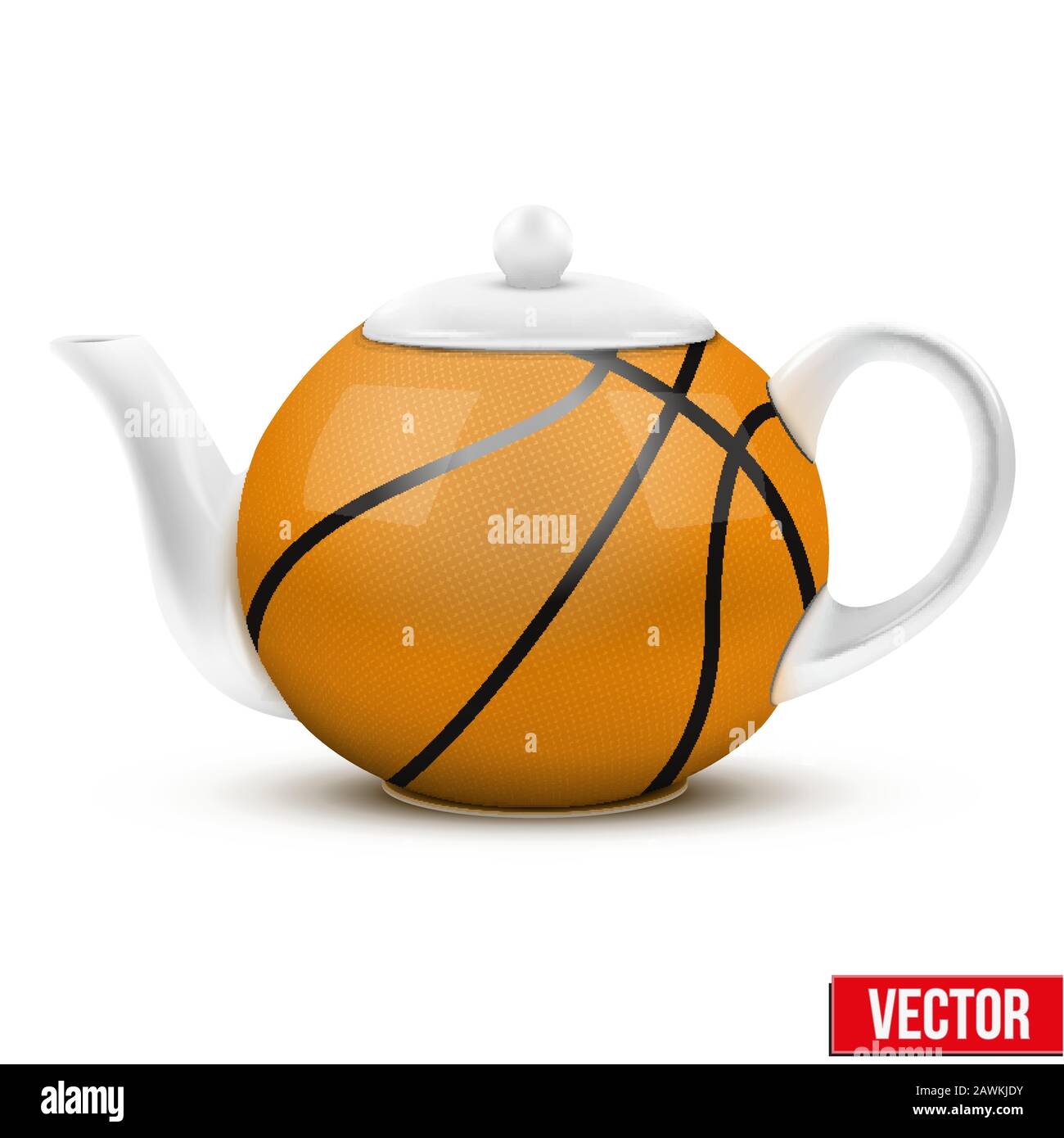 Ceramic Teapot In Basketball Ball Style. Football Vector Illustration ...