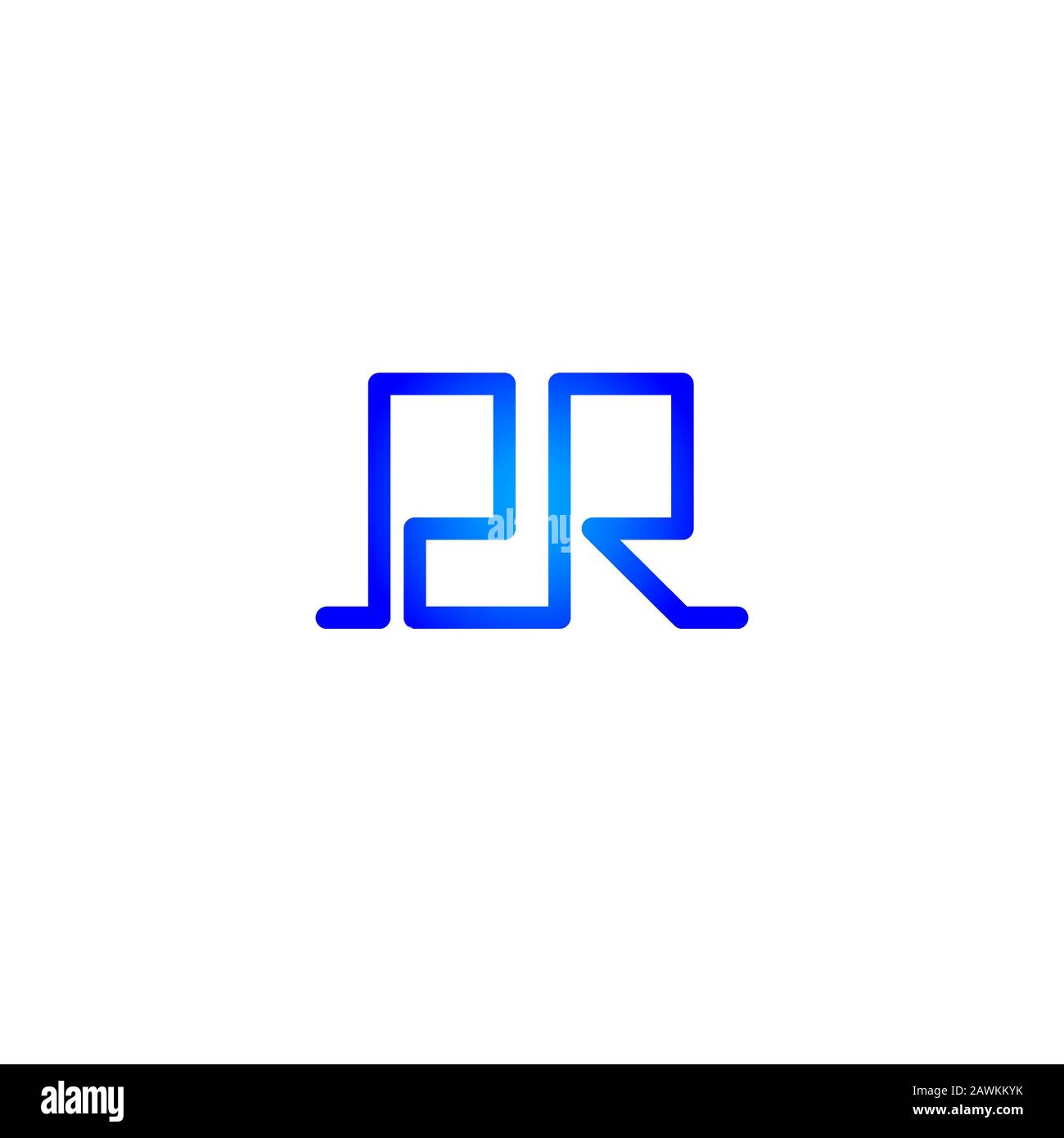 Geometric pr icon, public relations blue vector connected letters ...