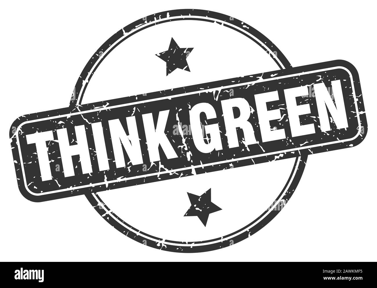 think green stamp. think green round vintage grunge sign. think green ...