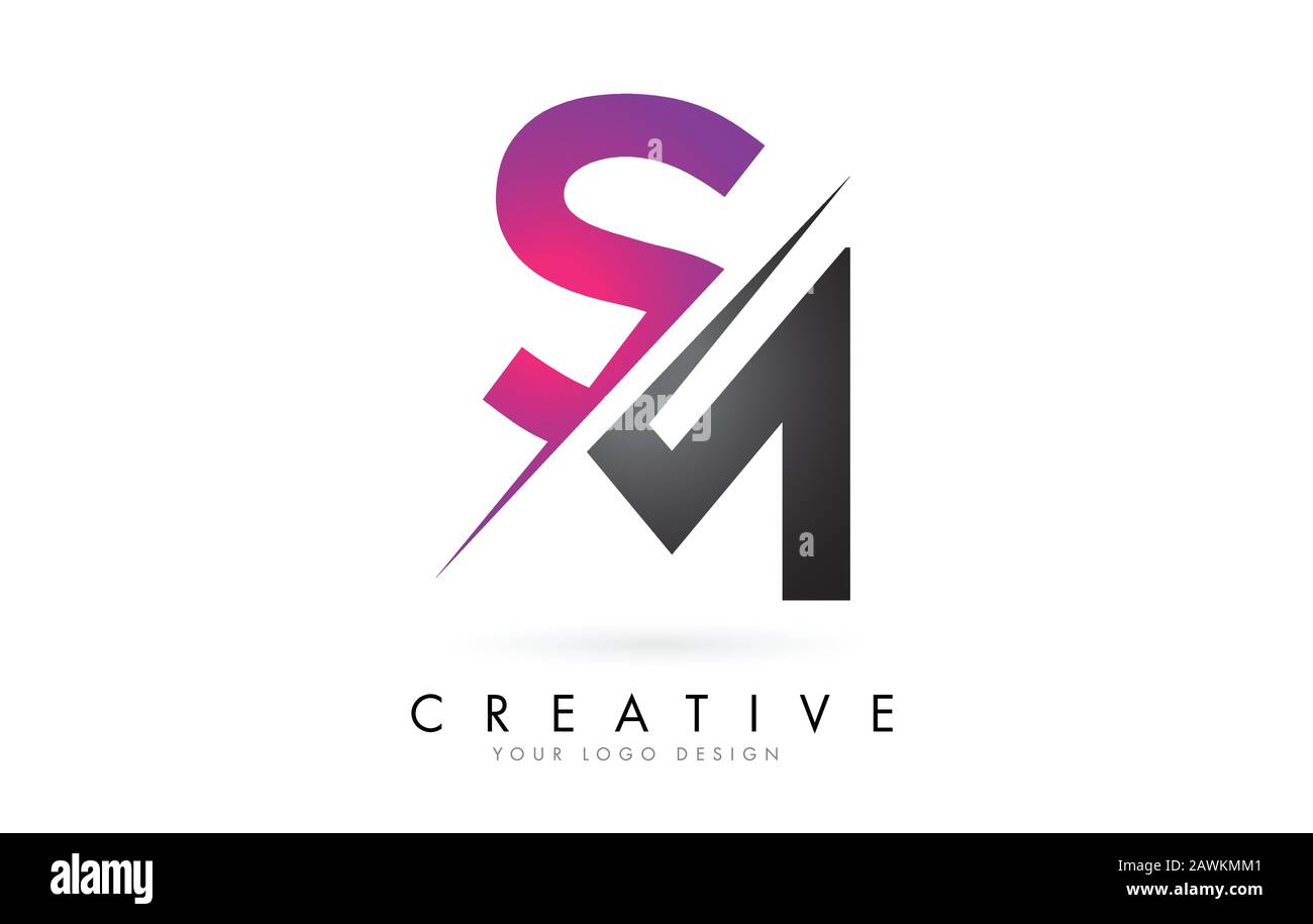 SM S M Letter Logo with Colorblock Design and Creative Cut. Creative ...