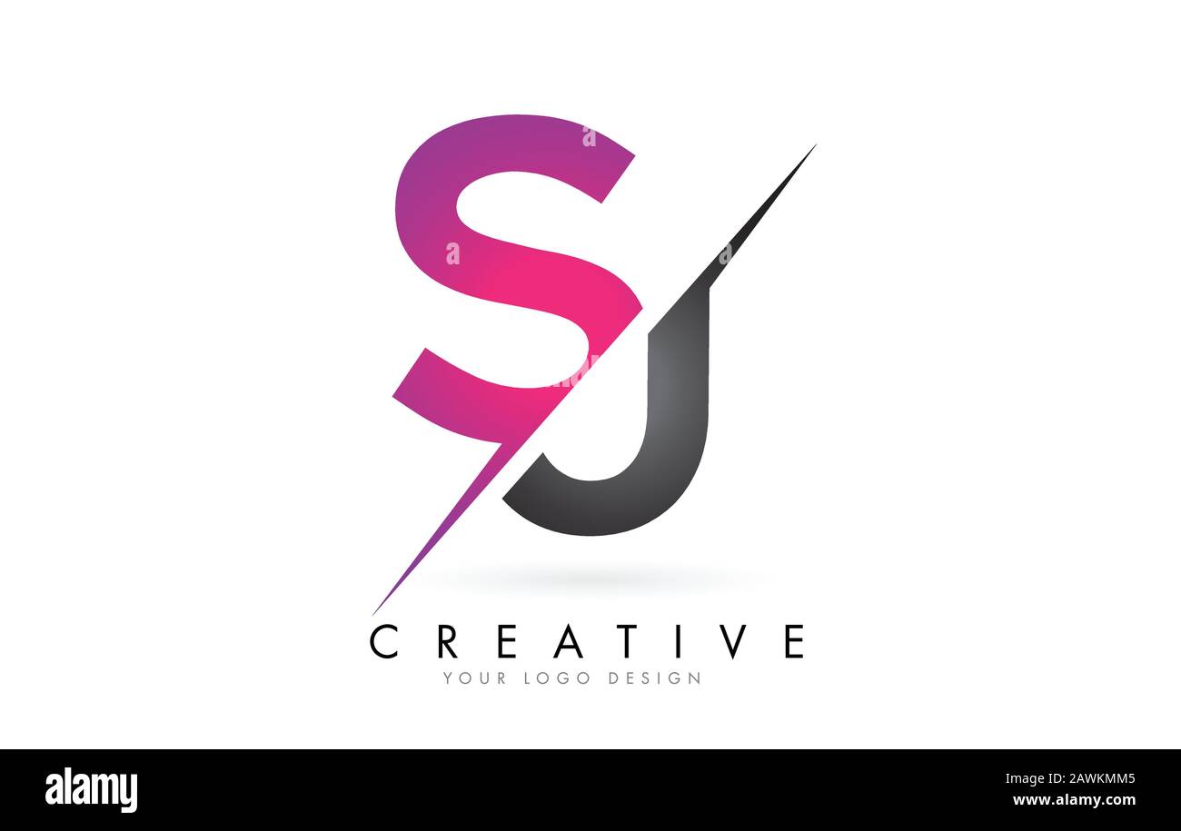 SJ S J Letter Logo with Colorblock Design and Creative Cut. Creative ...