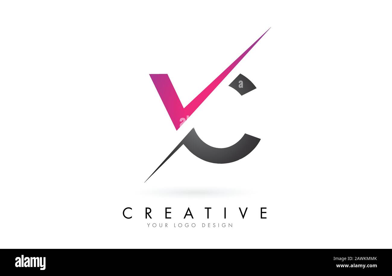 VC V C Letter Logo with Colorblock Design and Creative Cut. Creative ...