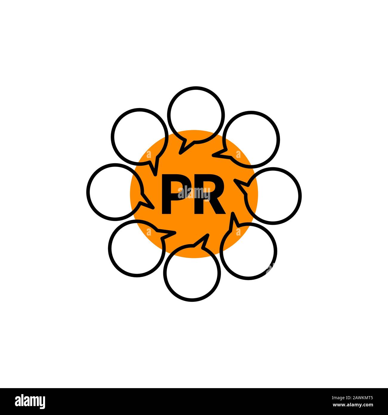 pr illustration with comments bubbles, public relations vector idea ...