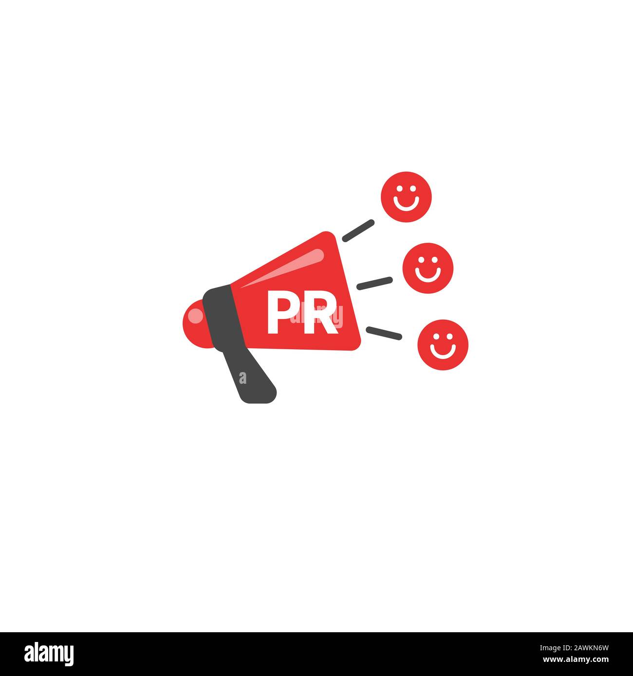 PR illustration with megaphone, public relations vector icon Stock ...
