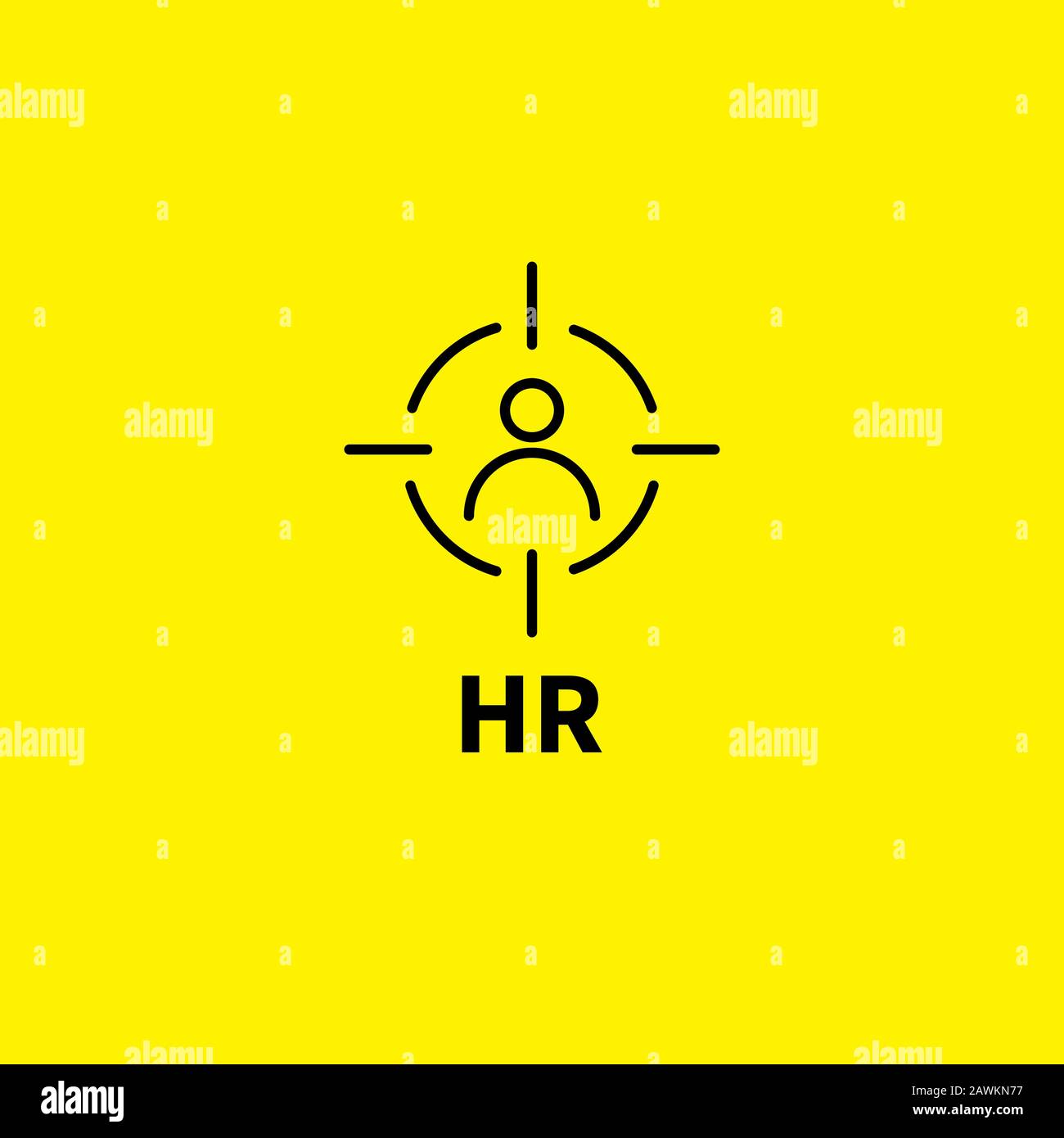 hr linear icon, outline target with man, human resources vector logo ...