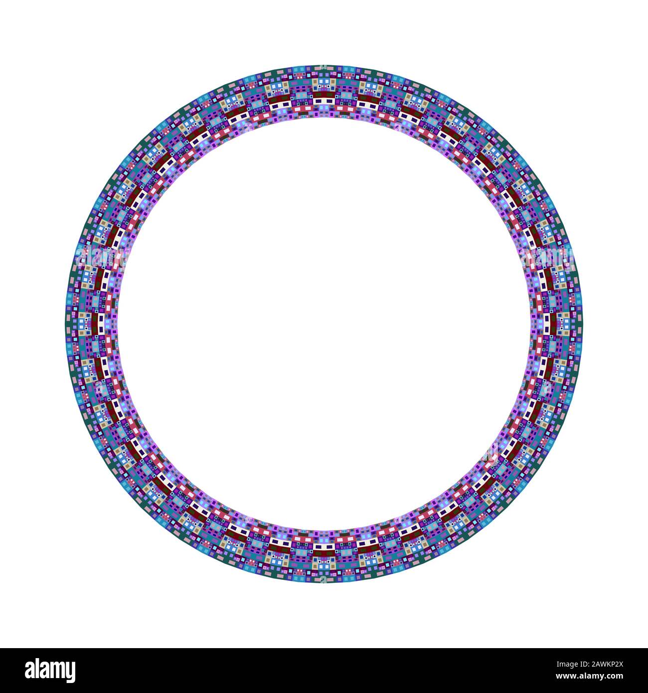 Colorful mosaic border - circular geometrical ornamental abstract ...