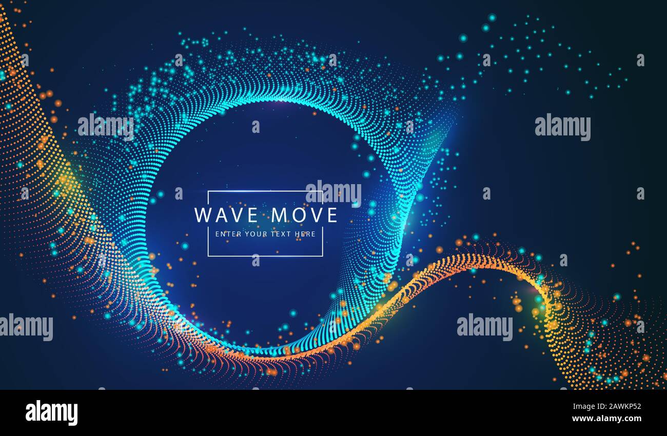 Abstract technology background dyanmic sparkle wave line. Cyber ...