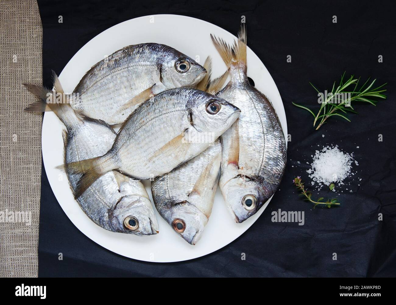 mixed raw fresh fish for the preparation of soup, Sea bream, scorpion ...